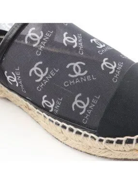 CHANEL | Shoes | Chanel Cc Logo Espadrilles Mesh Slip Ons Navy Slipper ...